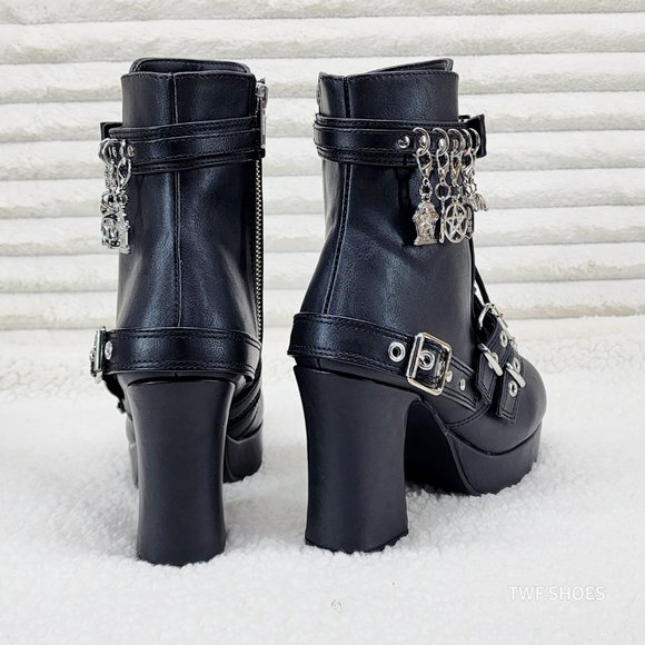 Demonia | Shoes | Gothika Coffin Web Buckle Charm Platform Ankle Boots ...
